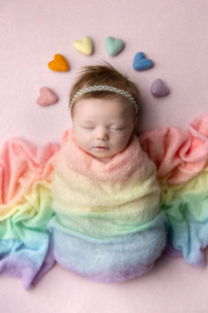 Pink & Purple Newborn Session For A Sweet Rainbow Baby